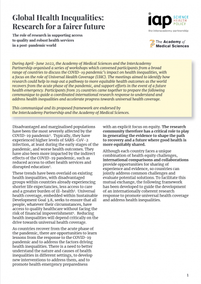Global Health Inequalities Research For A Fairer Future